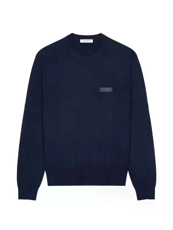 Givenchy Logo Patch Crewneck Sweater - Blue