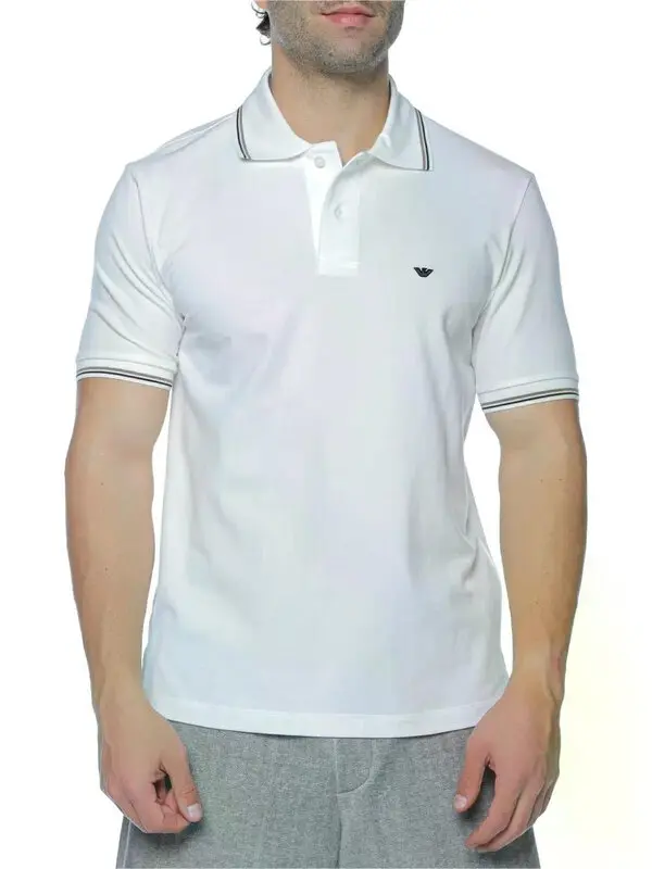 Emporio Armani Logo-patch Tipped Polo Shirt - White