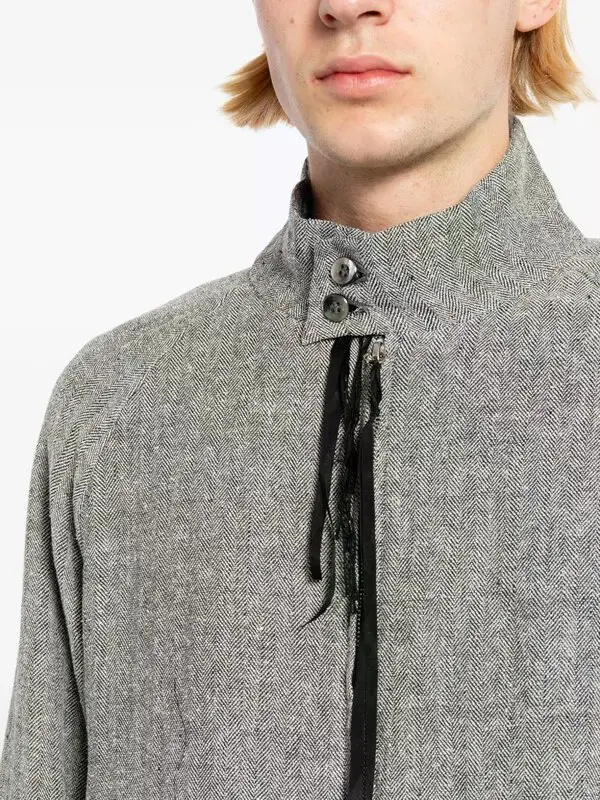 MIDORIKAWA Frayed Zip-up Shirt Jacket