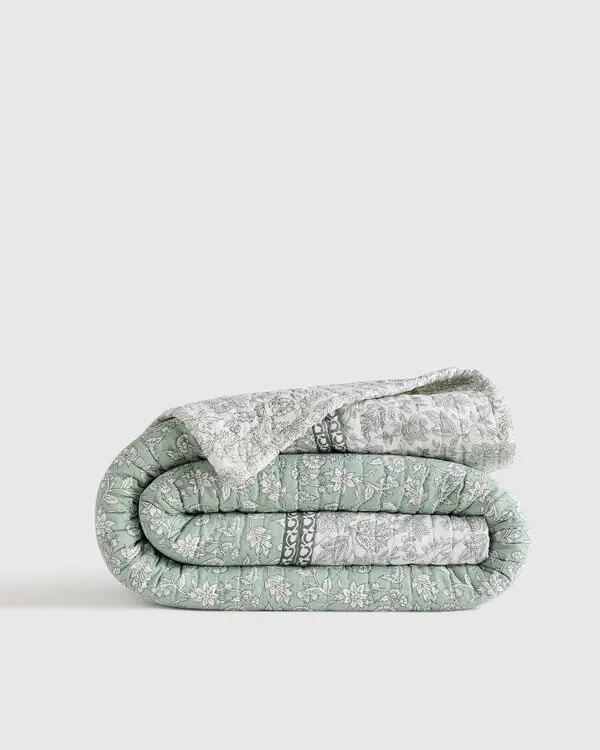 Quince Block Print Quilt - Green