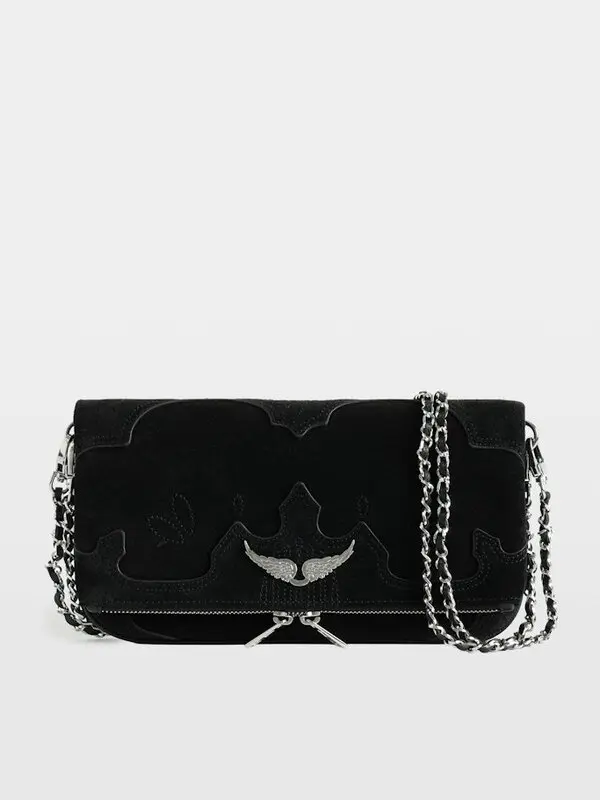 Zadig&Voltaire Rock Western Suede Clutch - Black