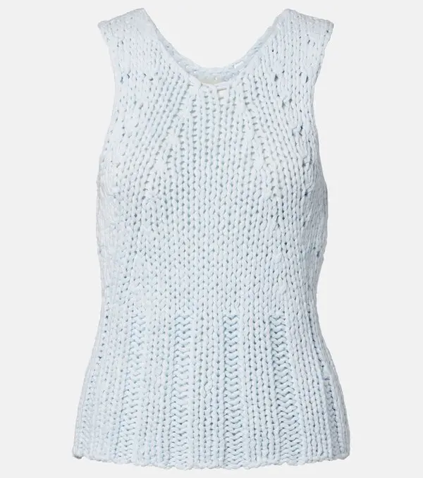 Khaite Cassie Knitted Cotton Top - Blue