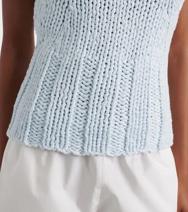 Khaite Cassie Knitted Cotton Top - Blue