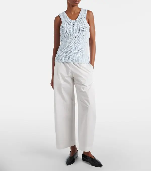 Khaite Cassie Knitted Cotton Top - Blue