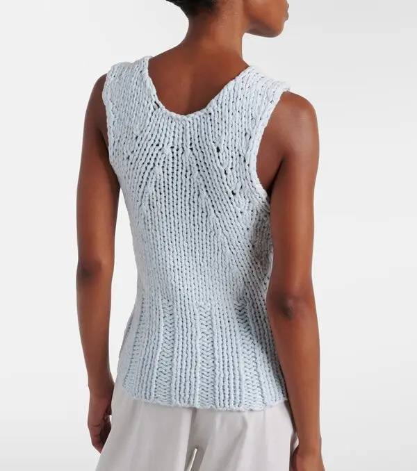 Khaite Cassie Knitted Cotton Top - Blue