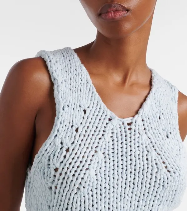 Khaite Cassie Knitted Cotton Top - Blue