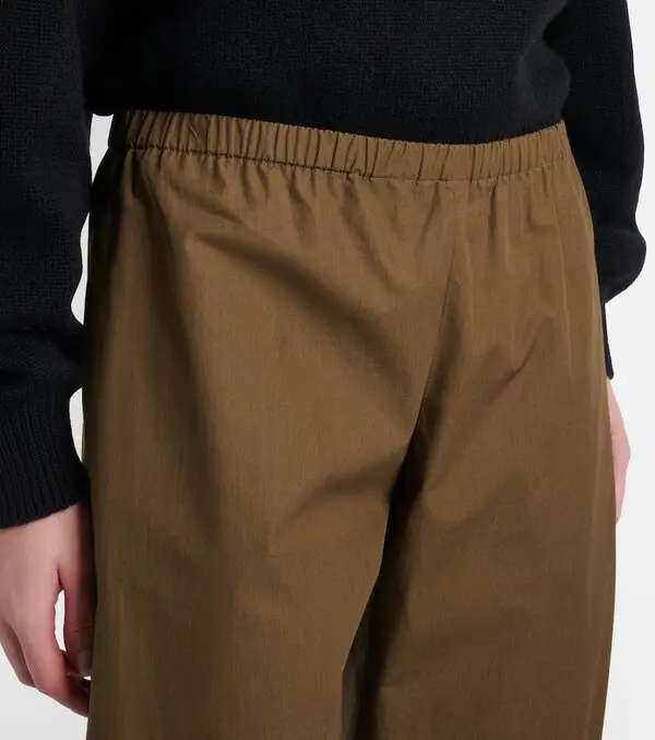 Khaite Roma Cotton Poplin Wide-leg Pants - Green