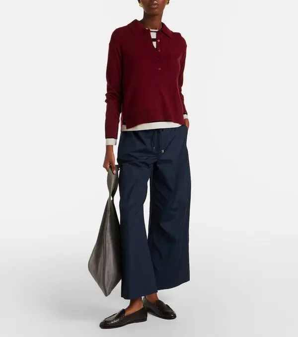 Max Mara Cropped Wide-leg Cotton Pants - Blue