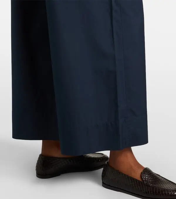 Max Mara Cropped Wide-leg Cotton Pants - Blue