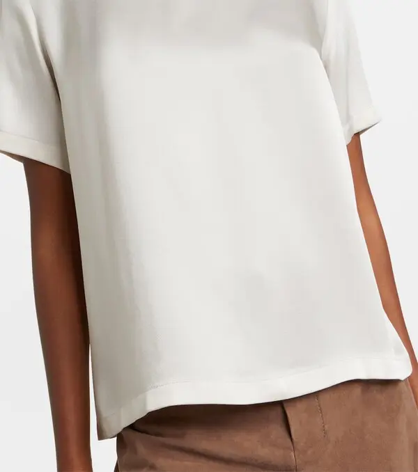 Max Mara Ivory Satin T-shirt - White