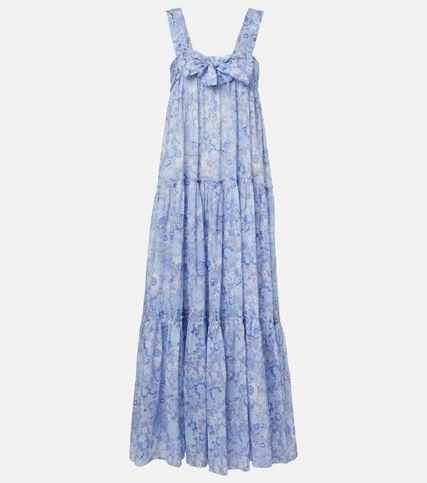 Chloé Floral Tiered Cotton Maxi Dress