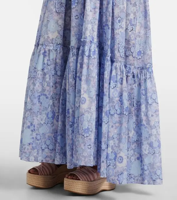 Chloé Floral Tiered Cotton Maxi Dress