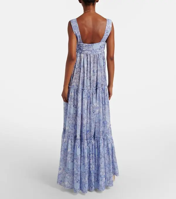 Chloé Floral Tiered Cotton Maxi Dress