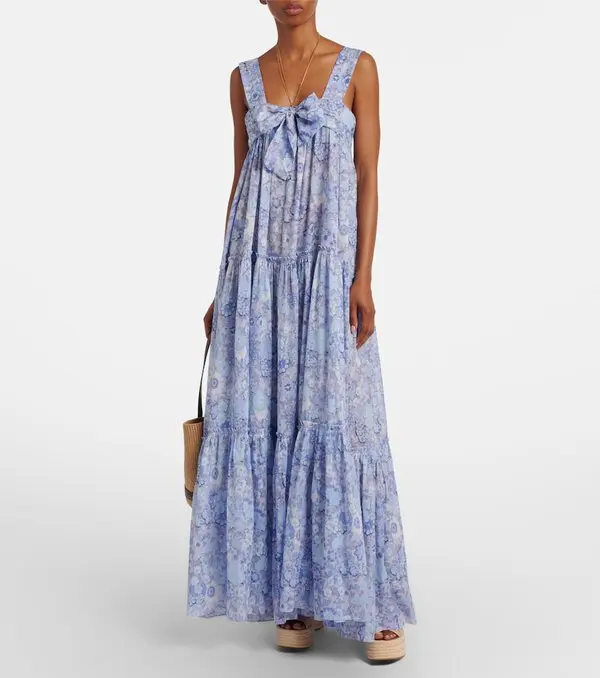 Chloé Floral Tiered Cotton Maxi Dress