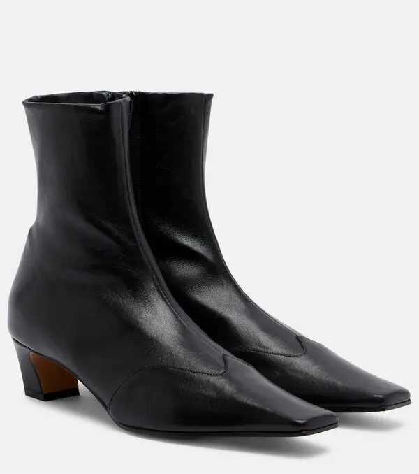 Khaite Nevada Leather Ankle Boots - Black
