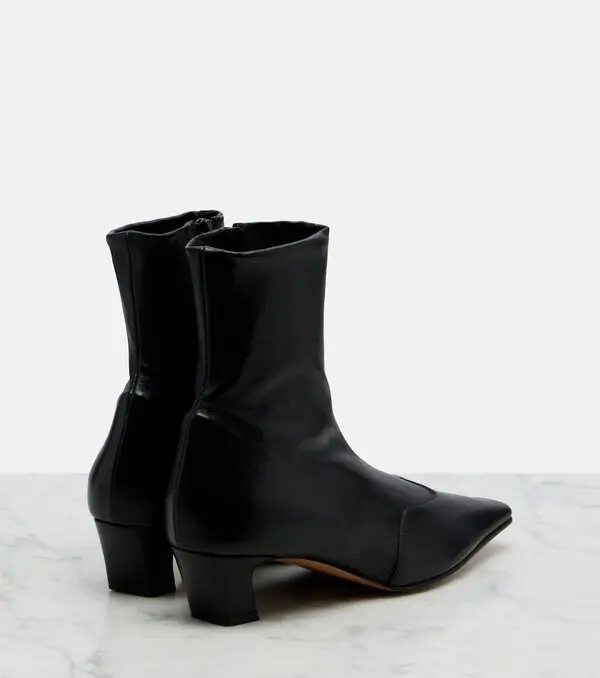 Khaite Nevada Leather Ankle Boots - Black