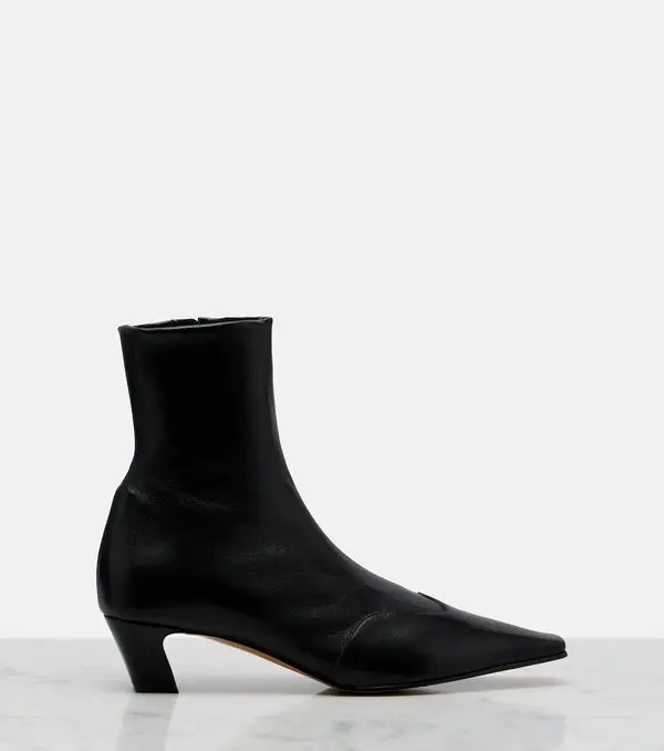 Khaite Nevada Leather Ankle Boots - Black