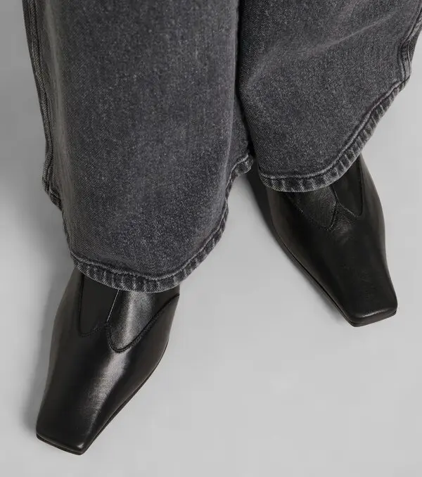 Khaite Nevada Leather Ankle Boots - Black