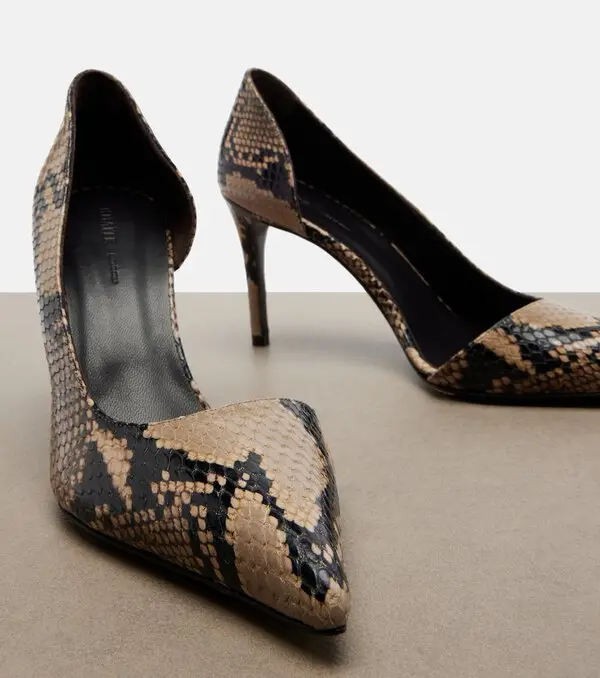 Khaite Jett Snake-effect Leather D'orsay Pumps - Beige