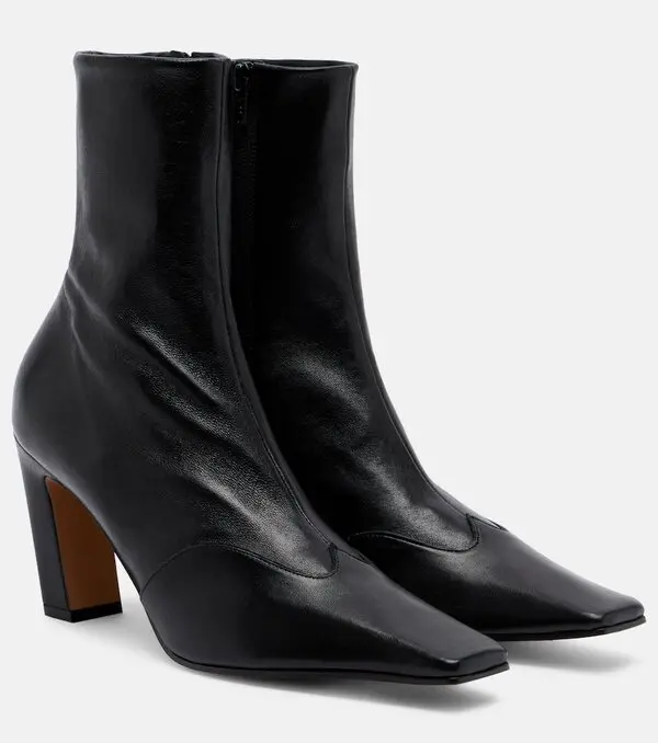 Khaite Nevada Leather Ankle Boots - Black