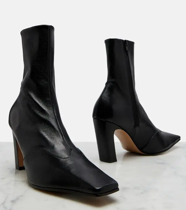 Khaite Nevada Leather Ankle Boots - Black