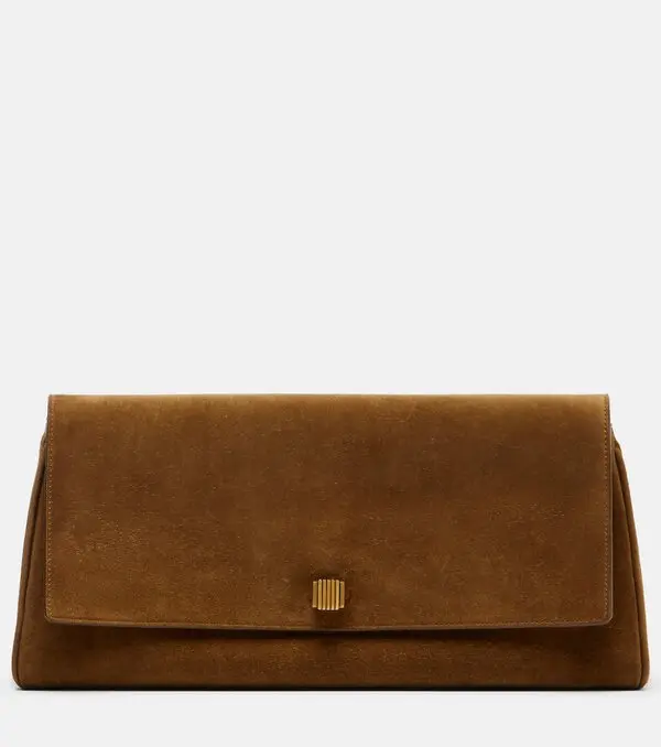 Khaite Audrey Suede Clutch - Brown