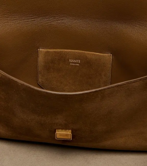 Khaite Audrey Suede Clutch - Brown
