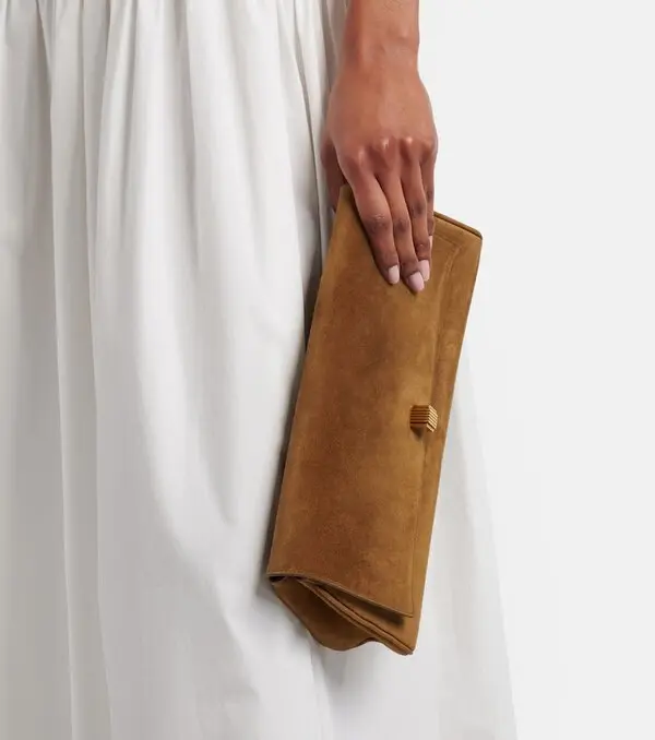 Khaite Audrey Suede Clutch - Brown