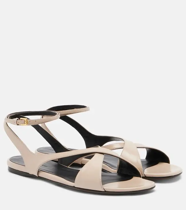 Khaite Liria Leather Ankle Strap Sandals - Beige