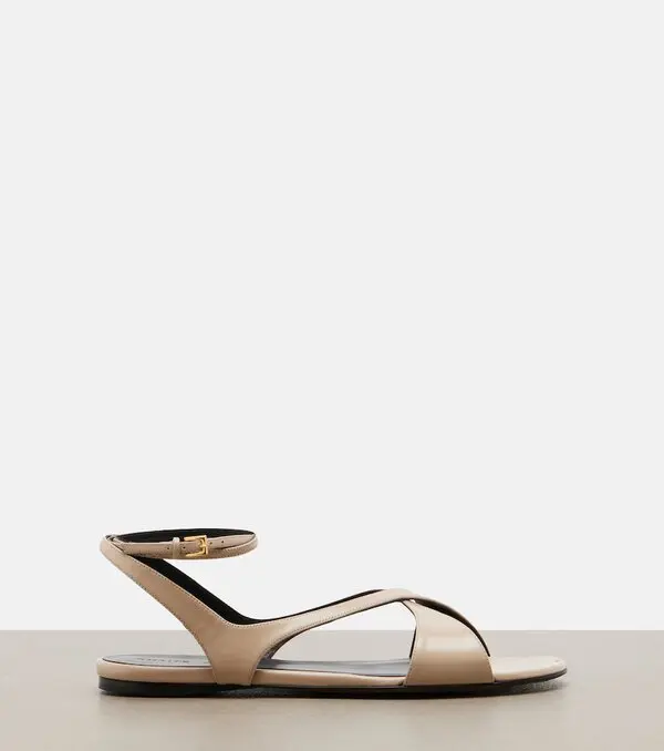 Khaite Liria Leather Ankle Strap Sandals - Beige