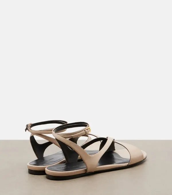 Khaite Liria Leather Ankle Strap Sandals - Beige