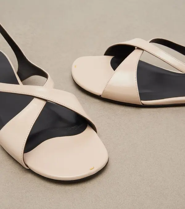 Khaite Liria Leather Ankle Strap Sandals - Beige