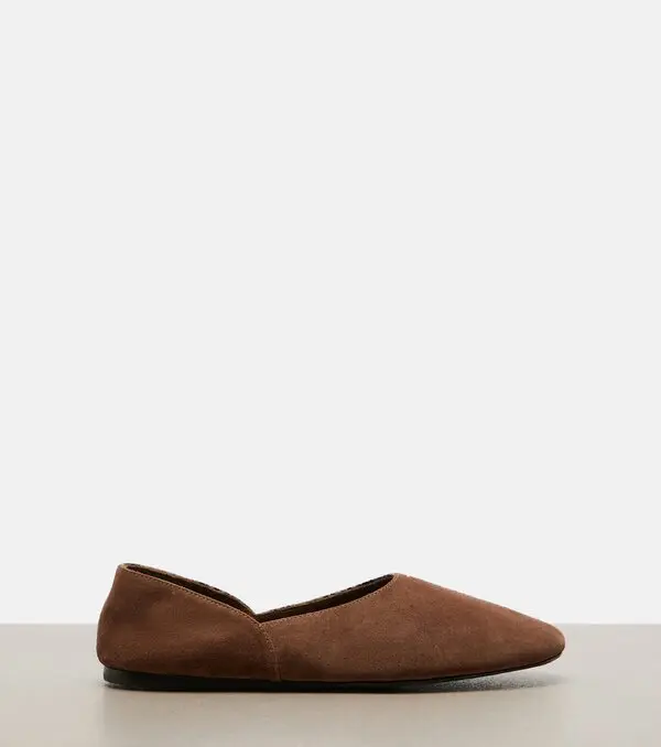 Khaite Jane Snake-effect Leather And Suede Ballet Flats - Brown