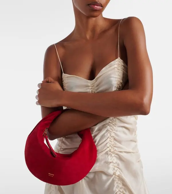 Khaite Olivia Mini Suede Top Handle Bag - Red