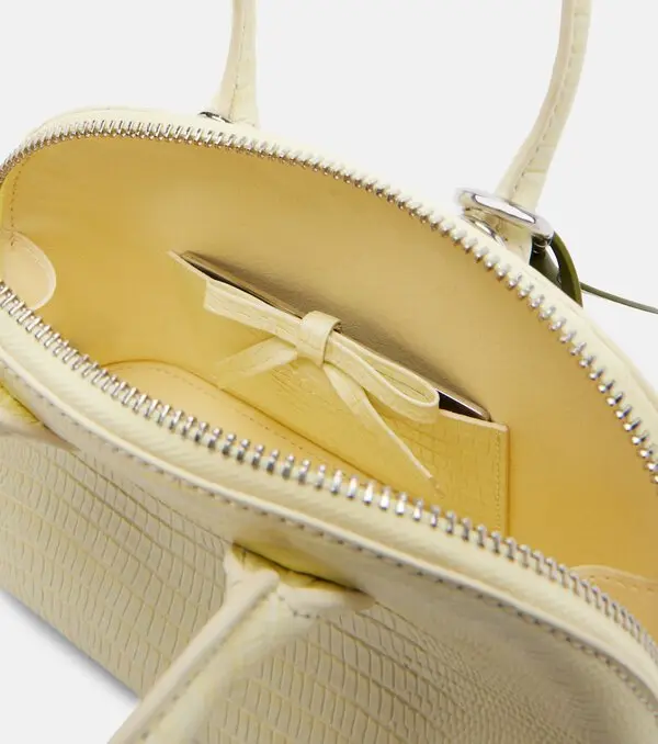 SELF-PORTRAIT Lizard Embossed Top Handle Bag With Charm