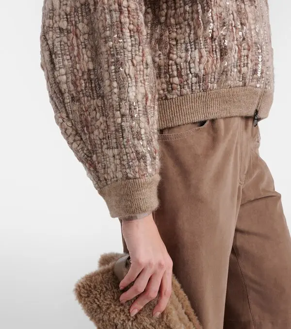 Brunello Cucinelli Sequined Mohair-blend Cardigan - Beige
