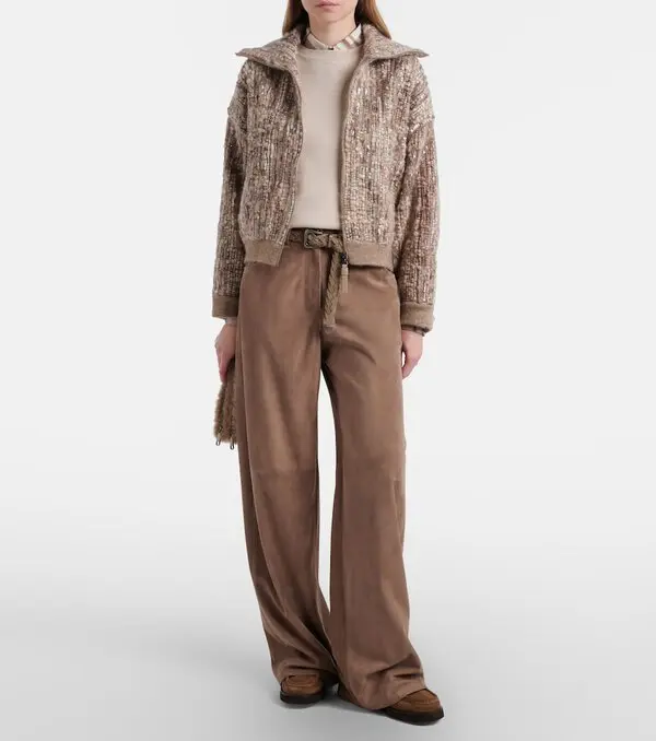 Brunello Cucinelli Sequined Mohair-blend Cardigan - Beige