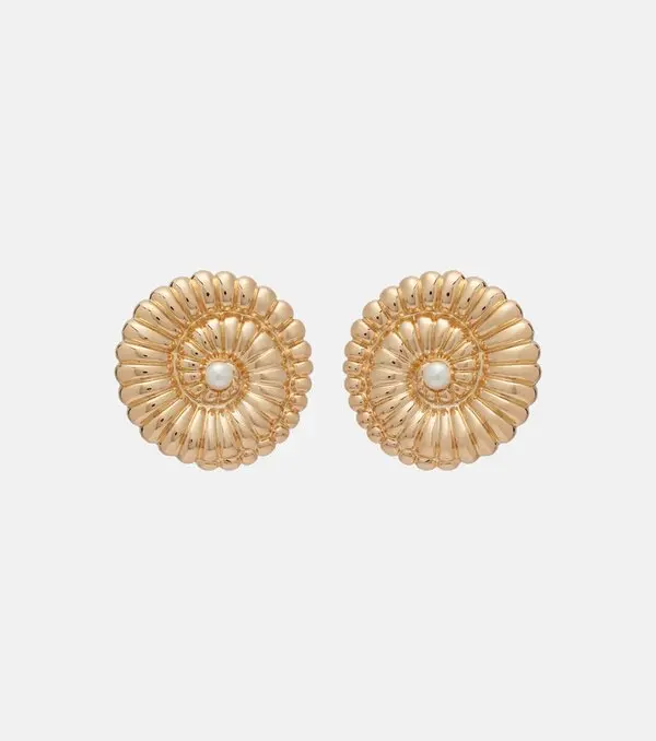 SELF-PORTRAIT Faux Pearl Embellished Earrings - Gold