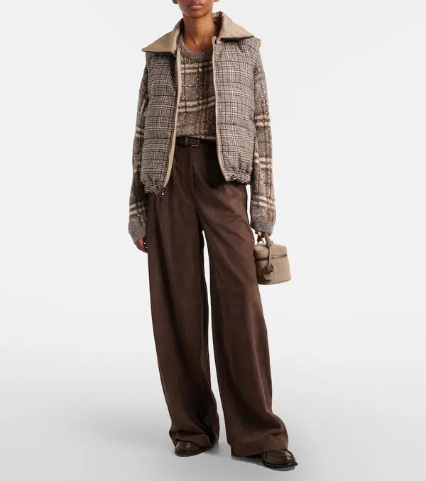 Brunello Cucinelli Checked Sequined Sweater