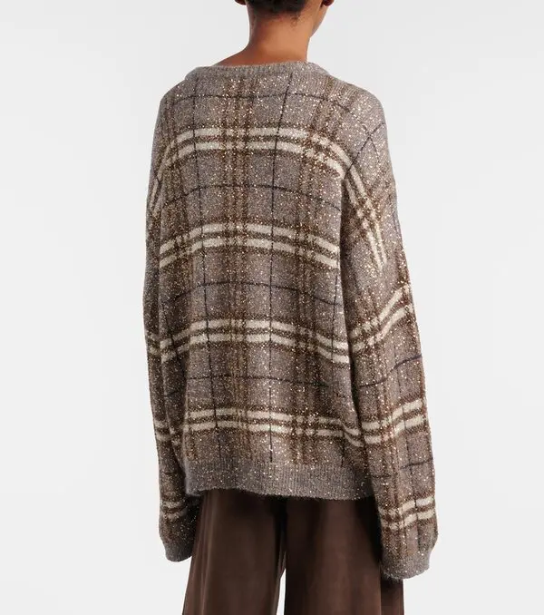 Brunello Cucinelli Checked Sequined Sweater