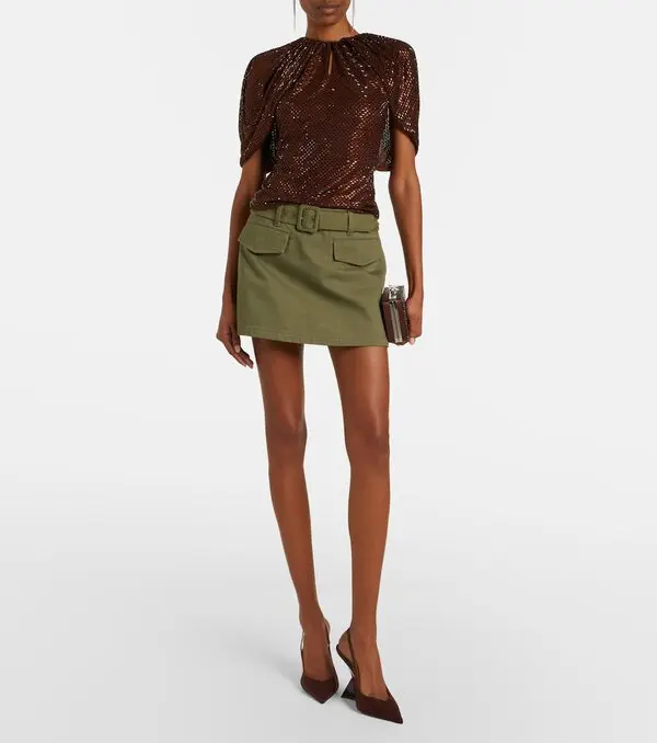SELF-PORTRAIT Embellished Mesh Top