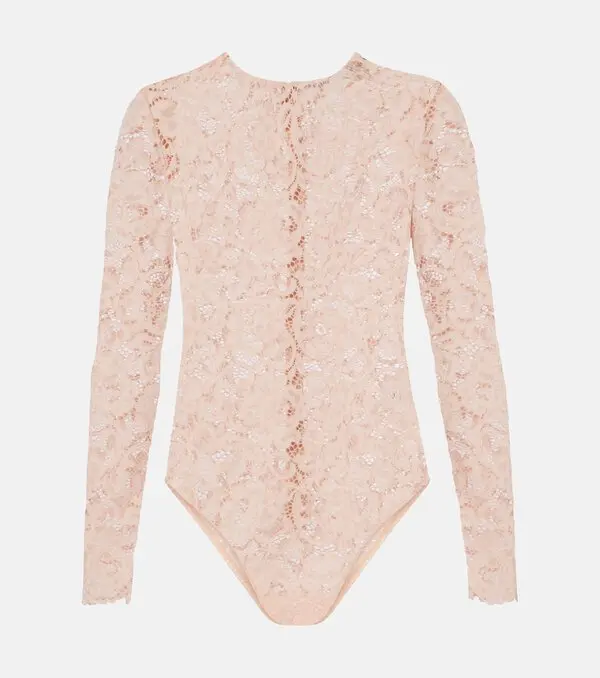 SELF-PORTRAIT Floral Lace Bodysuit - Beige