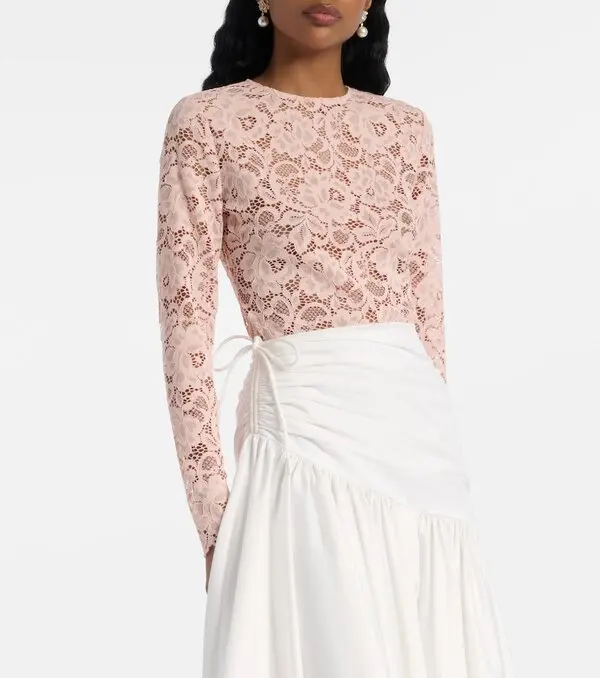 SELF-PORTRAIT Floral Lace Bodysuit - Beige