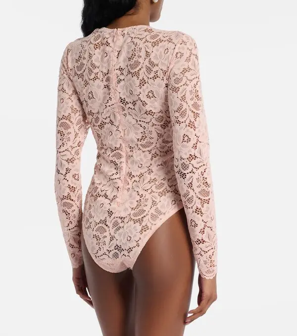 SELF-PORTRAIT Floral Lace Bodysuit - Beige