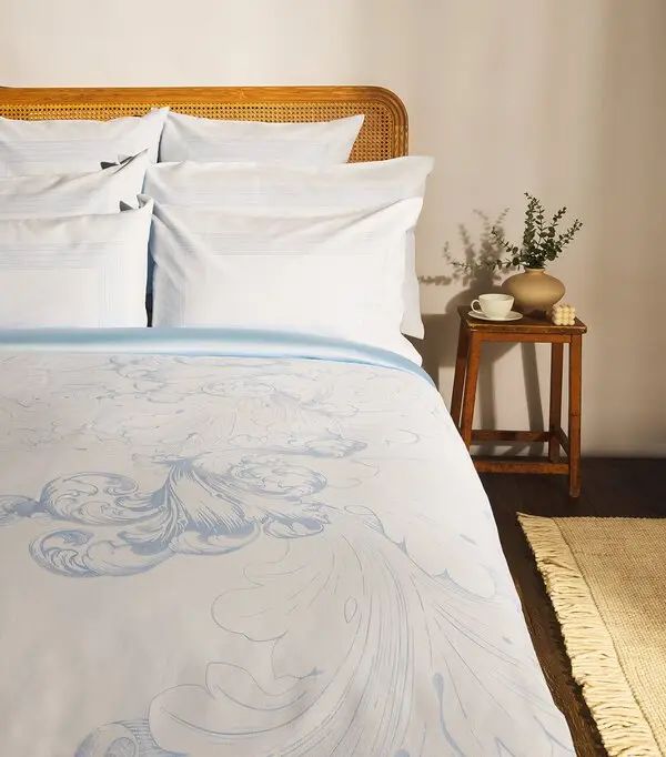 CELSO DE LEMOS Egyptian Cotton Noa Square Cushion Cover - Blue