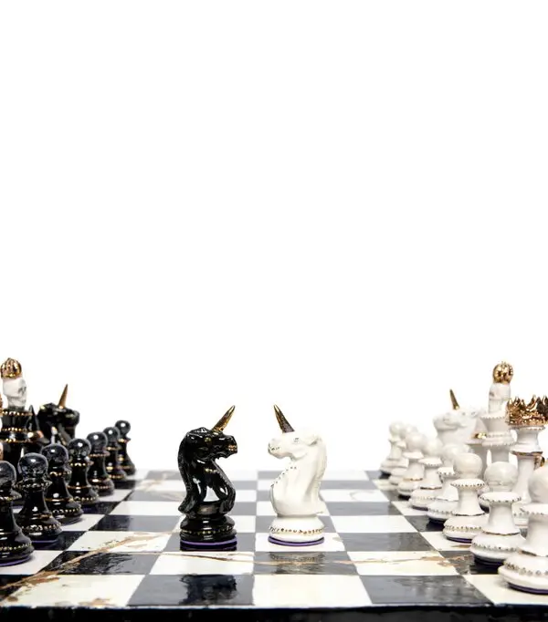 PURLING Gold Leaf Bones Of Stone Chess Set