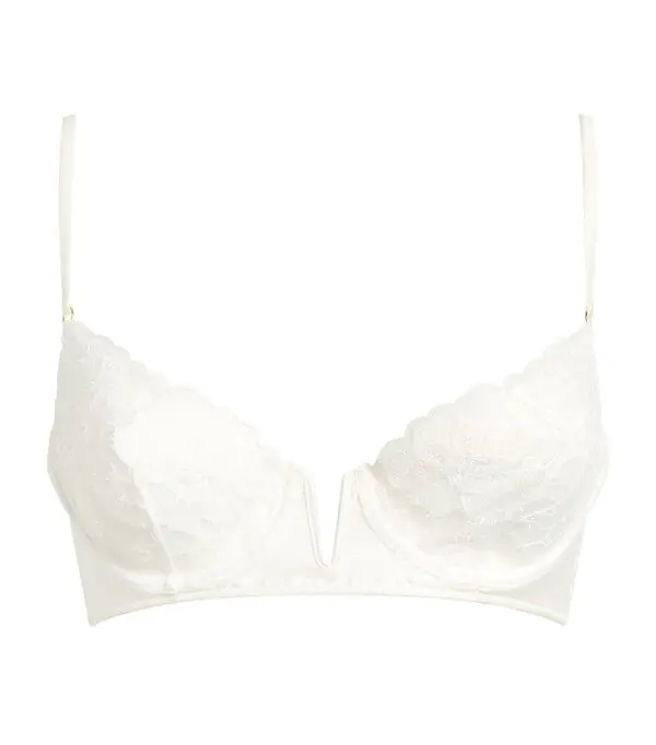 Kiki De Montparnasse Lace Fleurs Veloutées Demi Bra - Ivory