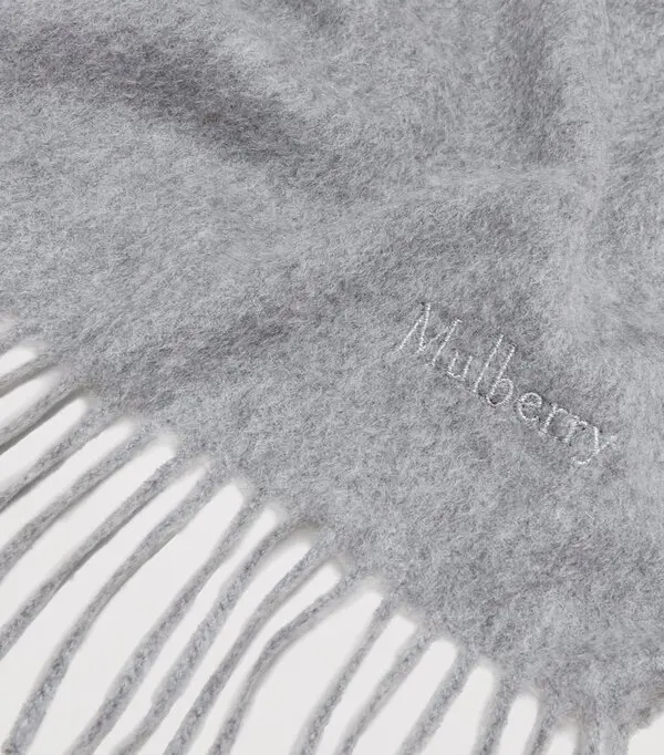 Mulberry Cashmere Fringed Scarf - Grey