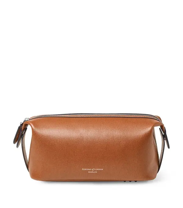 ASPINAL OF LONDON Leather Wash Bag - Brown