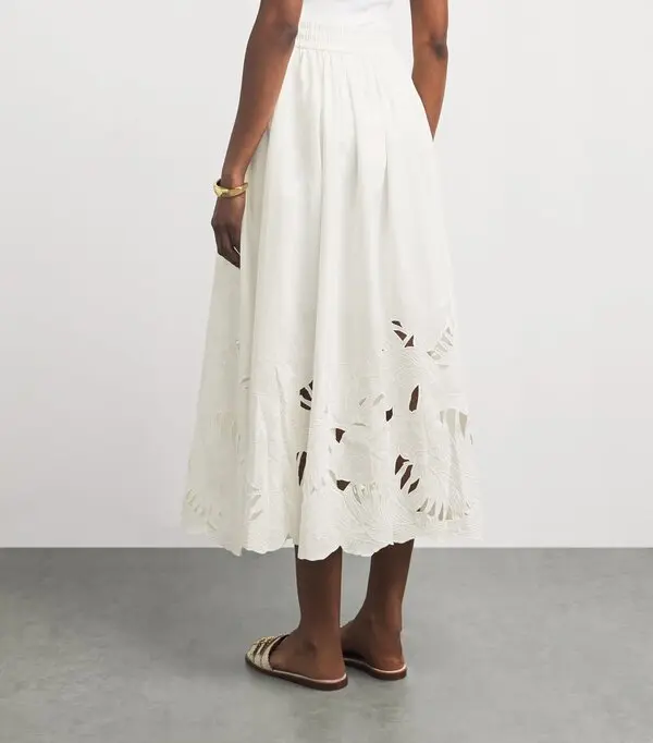 Zimmermann Mahon Cotton Midi Skirt - Ivory